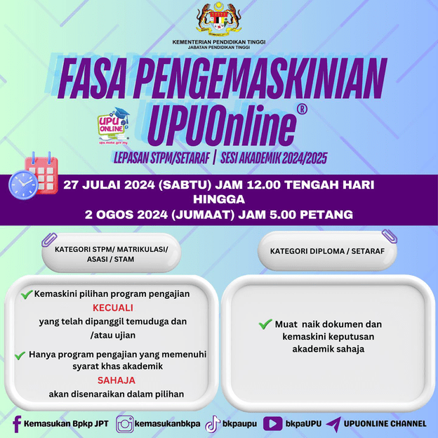 Tarikh Penting UPU 2024-2025 Online Intake Ke UA Politeknik