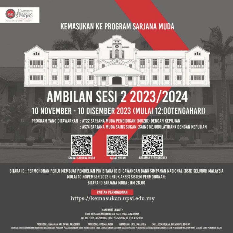 Permohonan UPSI 2024 Ambilan Kedua (Second Intake) kemasukan Februari